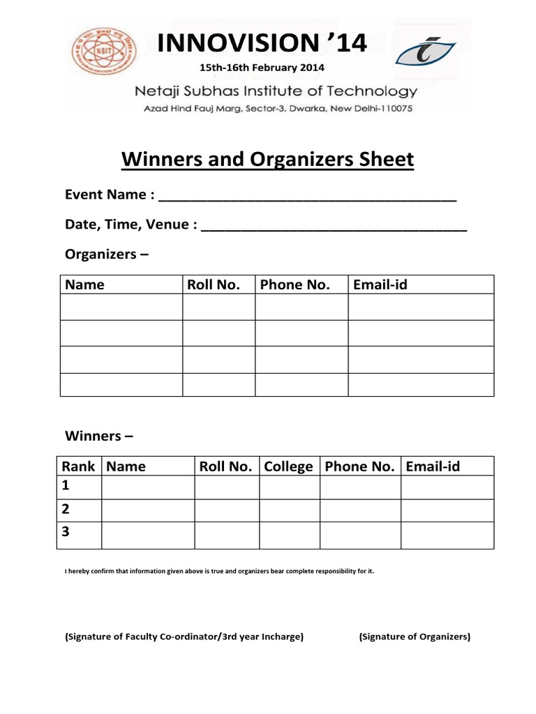 Winners Sheet | PDF