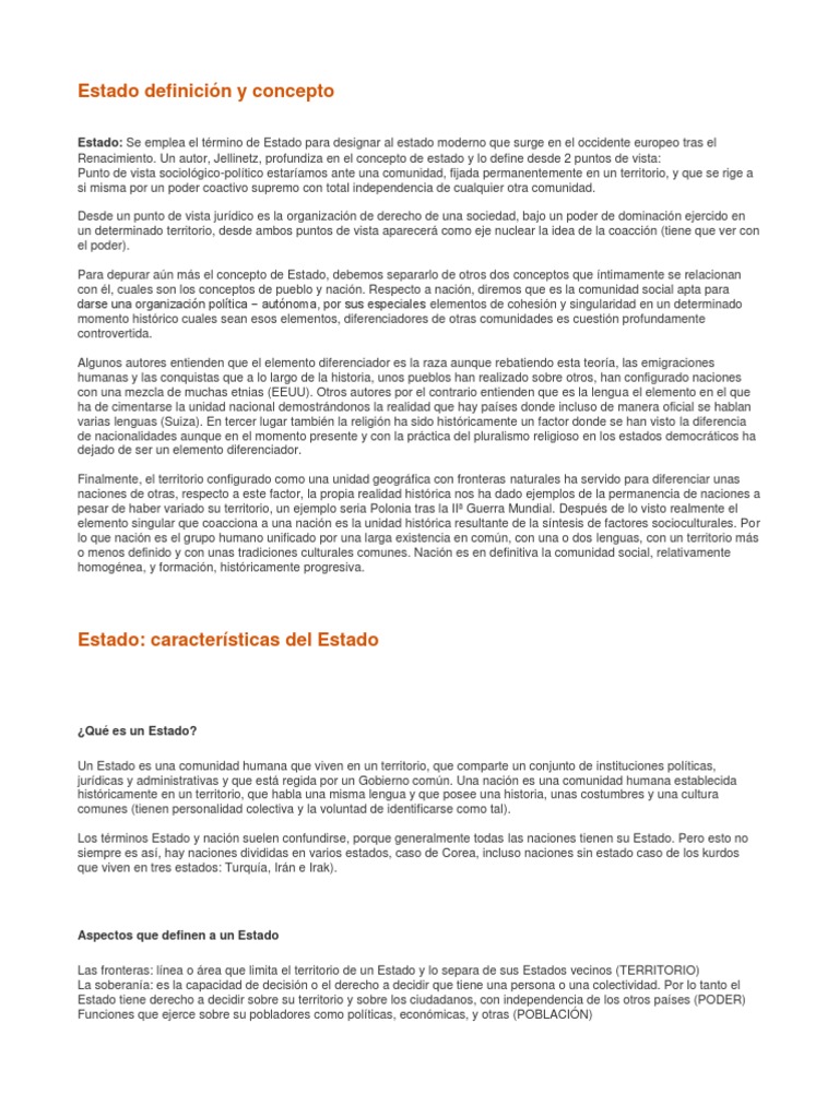 Estado Definición y Concepto | PDF | Nación | Estado (política)