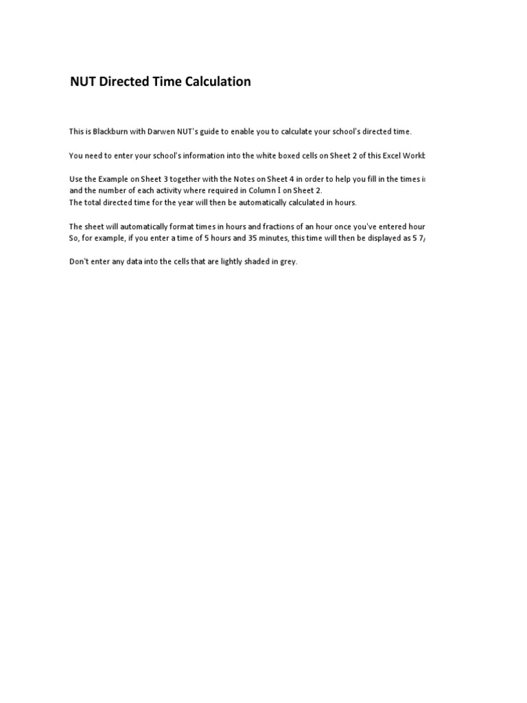 Directed Time Calculator | PDF | Microsoft Excel | Teaching And Learning