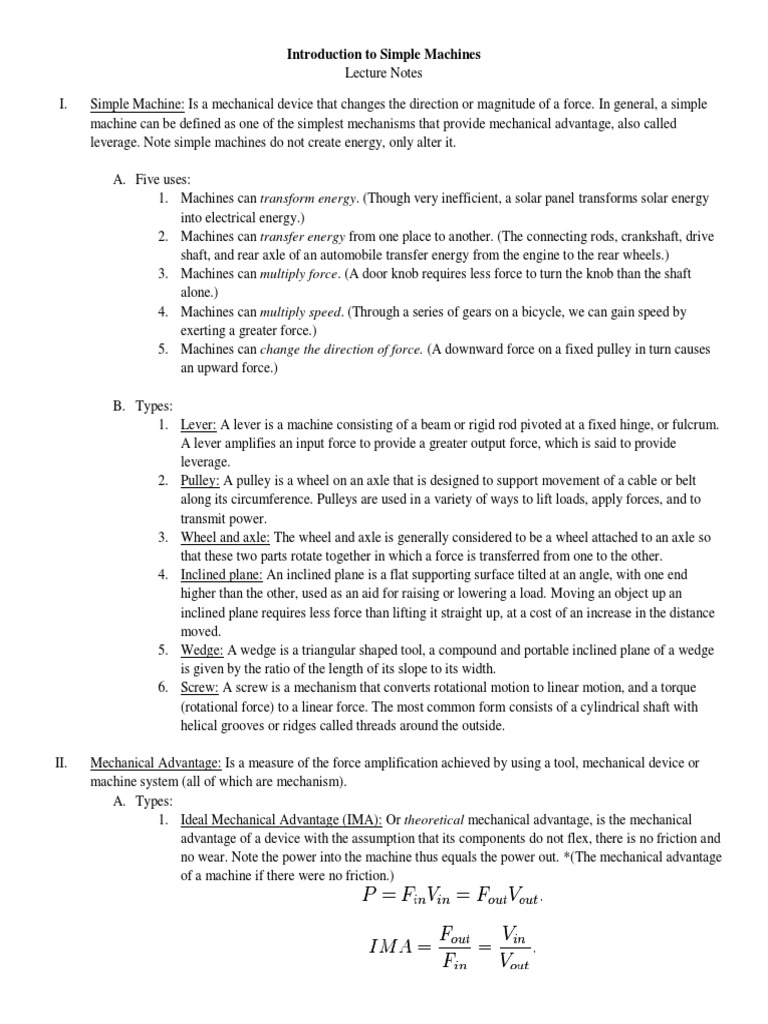 Introduction To Simple Machines | PDF | Lever | Machine (Mechanical)