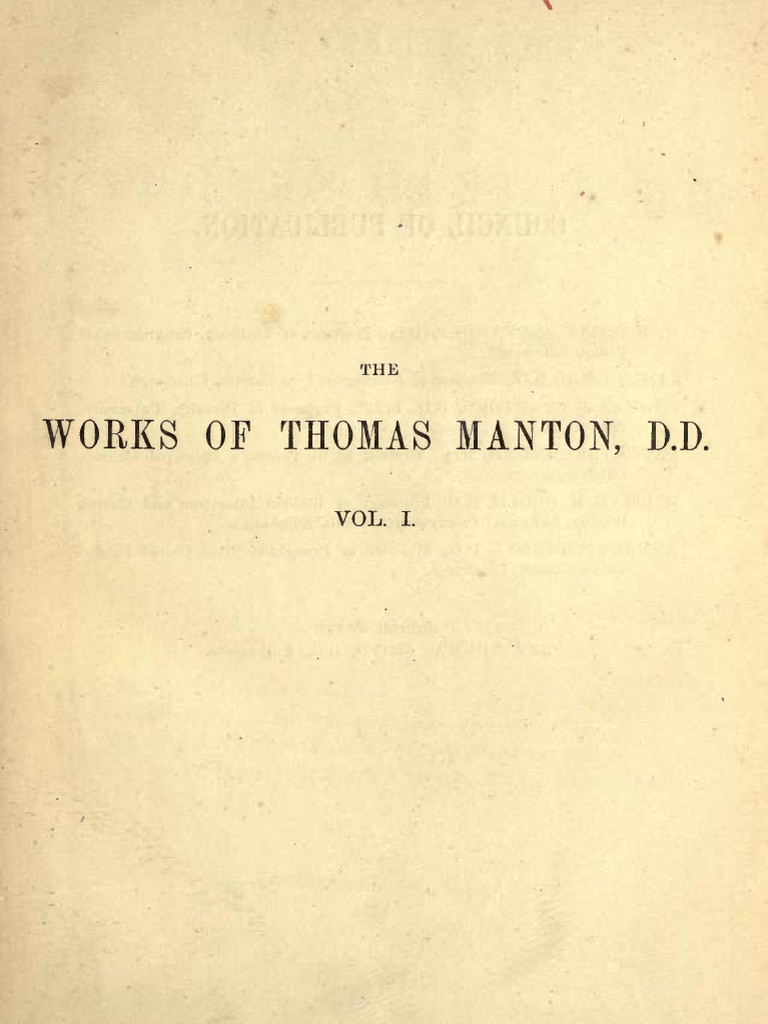 The Complete Works of Thomas Manton, D.D. Vol 1 | PDF | Sermon | The ...
