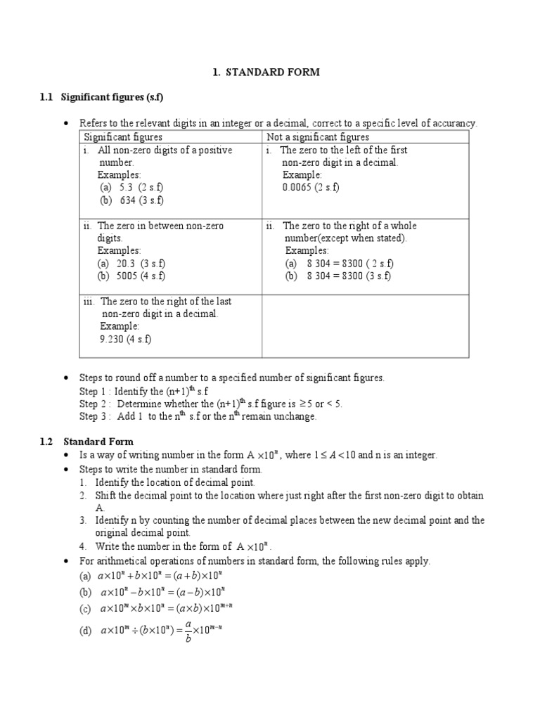 Standard Form 1.1 Significant Figures (S.F) : A B Ab A B Ab A B Ab A A ...