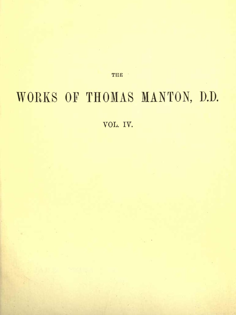 The Complete Works of Thomas Manton, D.D. Vol 4 | PDF | Paul The ...