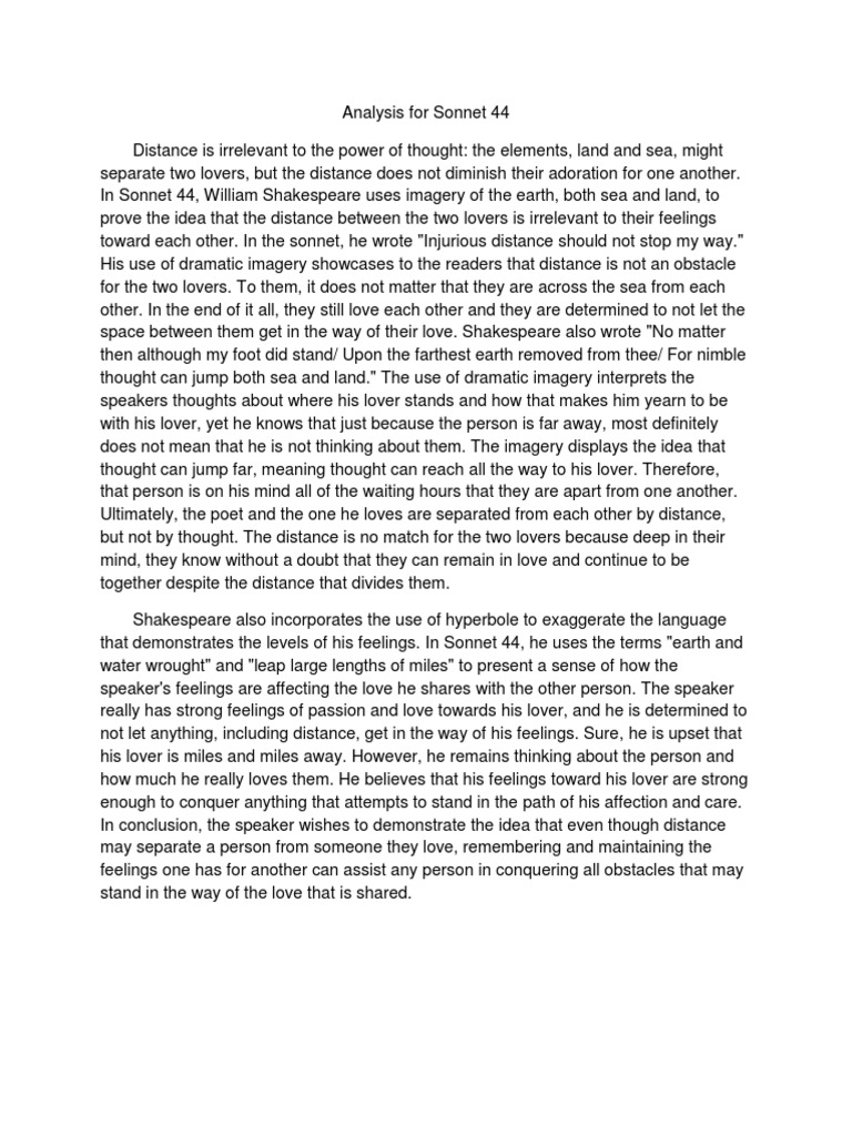 Analysis For Sonnet 44 | Download Free PDF | British Poetry | Poems
