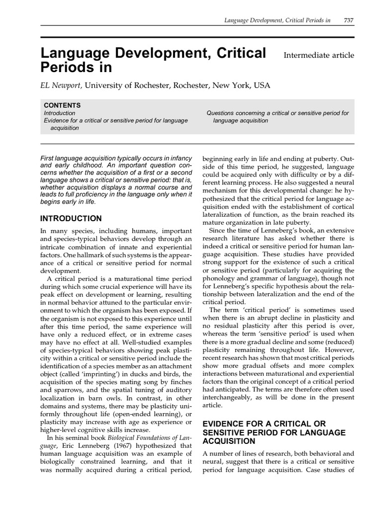 Language Development Critical Time | PDF | Language Acquisition ...