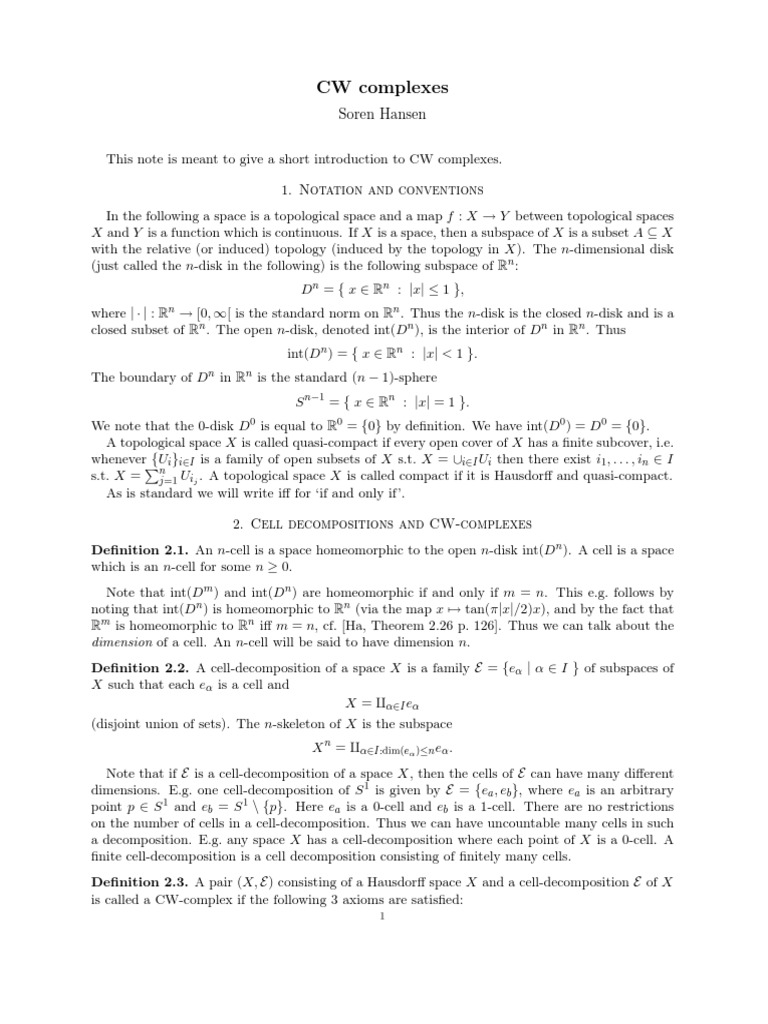 CW Complexes | PDF | Compact Space | Topology