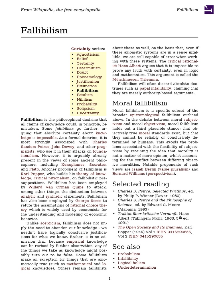 Fallibilism | PDF | Psychological Attitude | Philosophical Works