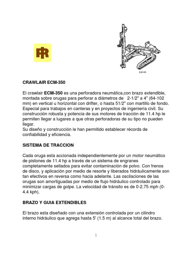Eq Perforacion Perforadoras Track Drill ECM 350 | PDF | Tecnología de ...