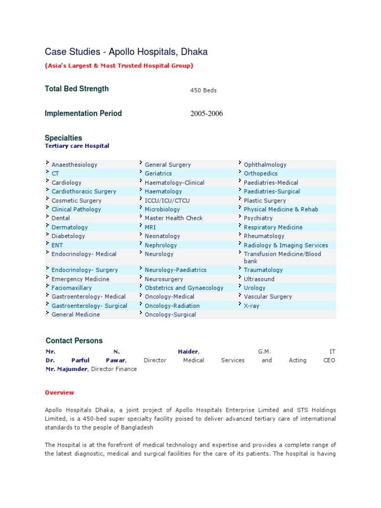 Apollo Dhaka: Paperless Hospital Transformation | PDF | Hospital | Medicine