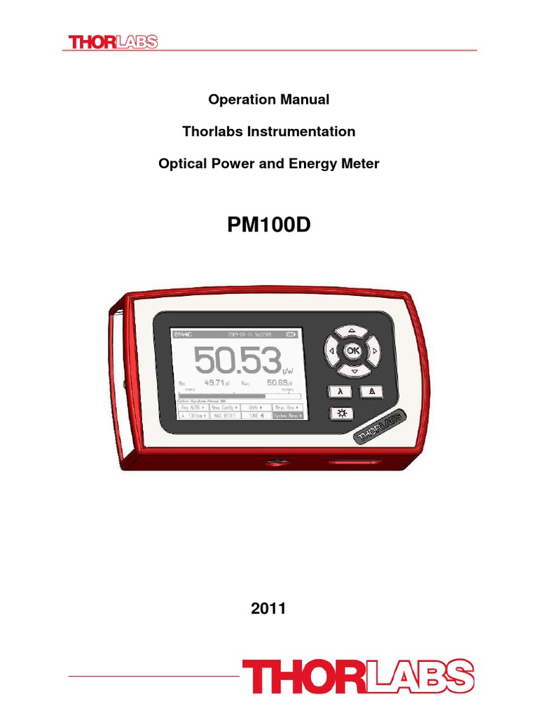 ThorLabs PM100D Manual | PDF | Optical Fiber | Electromagnetic Interference