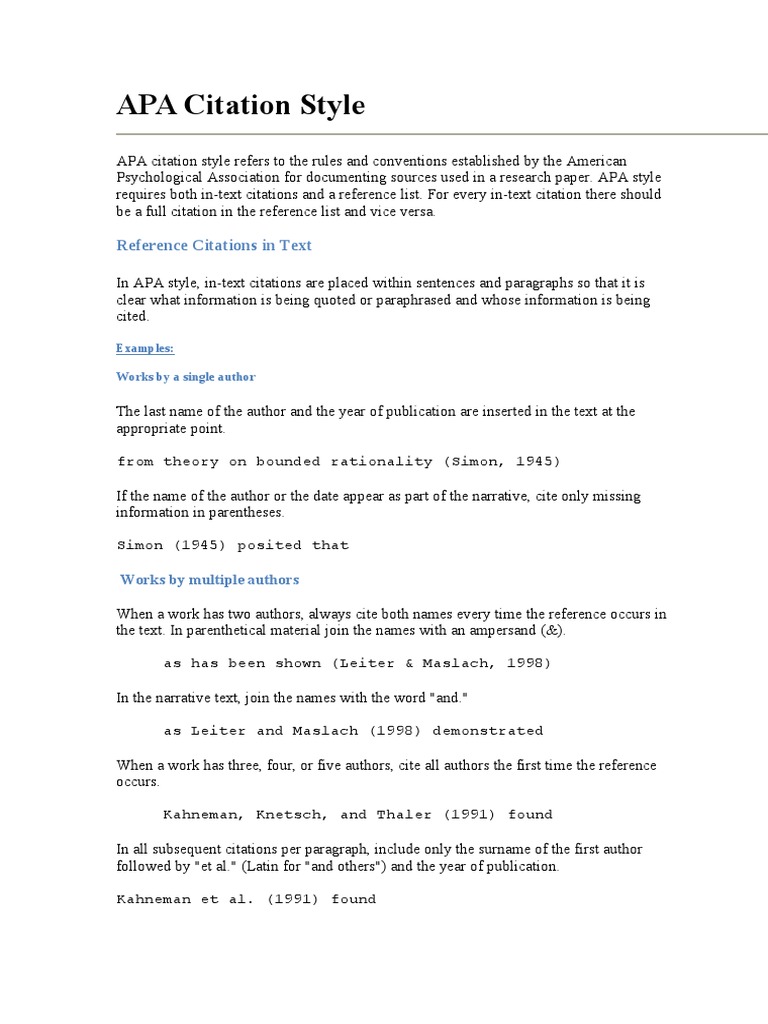 APA Citation Style | PDF | Citation | Apa Style