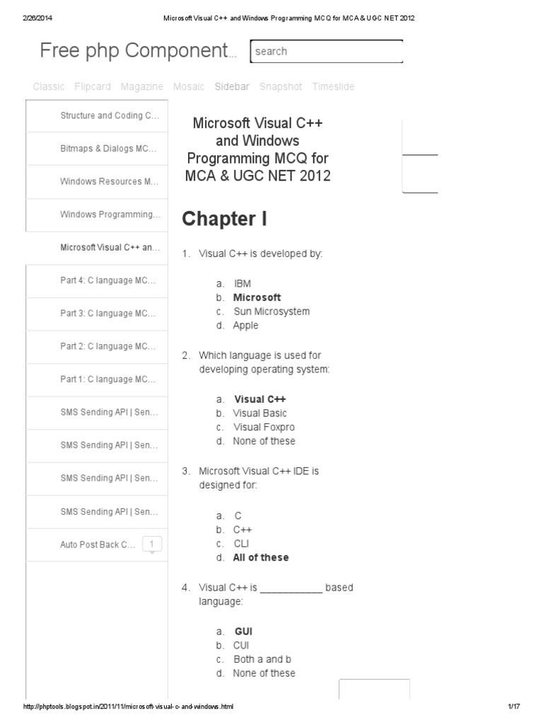 Microsoft Visual C++ and Windows Programming MCQ For MCA & UGC NET 2012 | PDF | Library ...