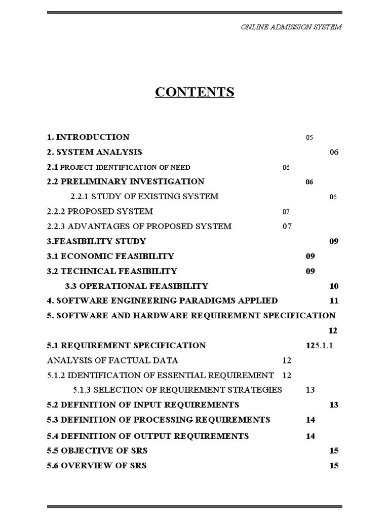 Online Admission System Project Report | PDF | Php | Feasibility Study