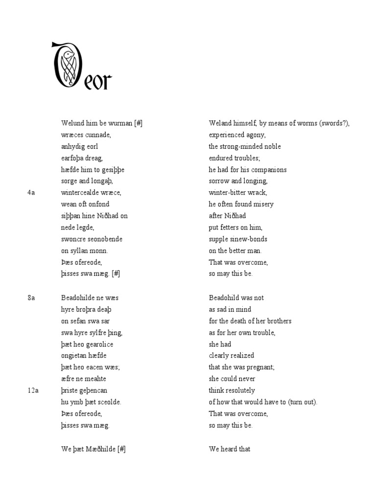 The Lament of Deor: An Old English Poem of Transience and Endurance ...