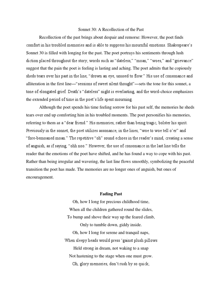 Shakespeare's Sonnet 30 Analysis, and an Original Sonnet