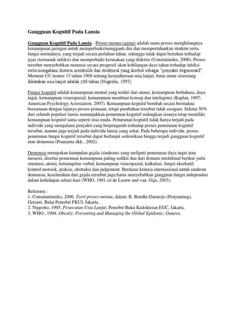 Gangguan Kognitif Pada Lansia | PDF