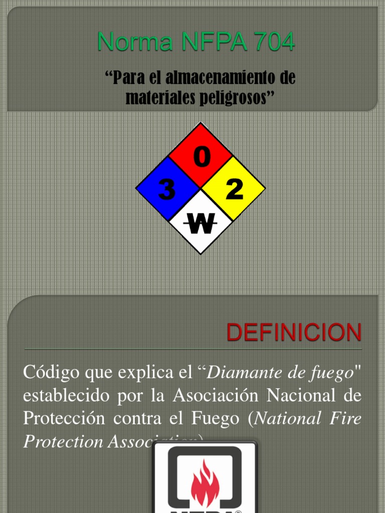 Norma Nfpa 704 y 10 | PDF | Mercancías peligrosas | Potasio