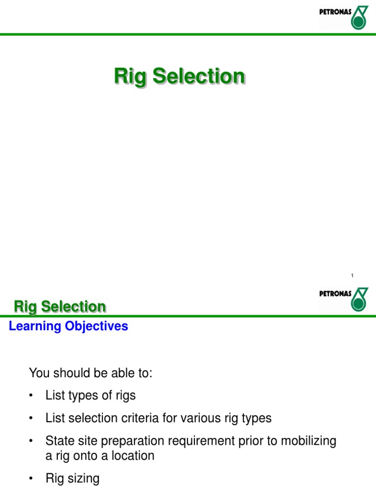 01 - Rig Selection | PDF | Drilling Rig | Horsepower