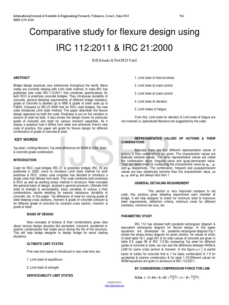 Comparative Study For Flexure Design Using IRC 112 2011 IRC 21 2000 | PDF | Strength Of ...