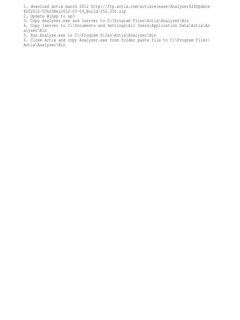 Download, update, and configure Actix Analyzer software | PDF