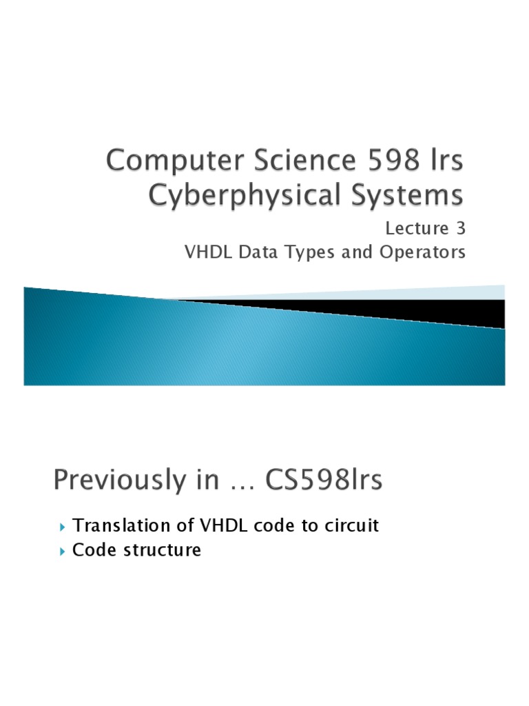 VHDL Data Types and Operators | PDF | Data Type | Vhdl