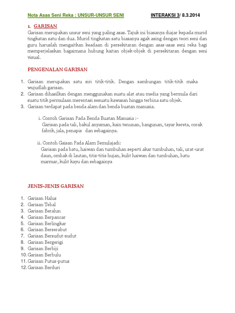 Nota Asas Seni Reka Unsur Seni | PDF