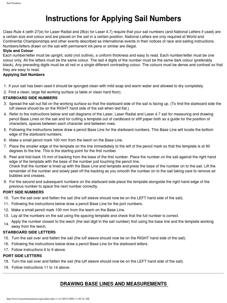 Applying Laser Sail Numbers Guide | PDF | Sail | Nature