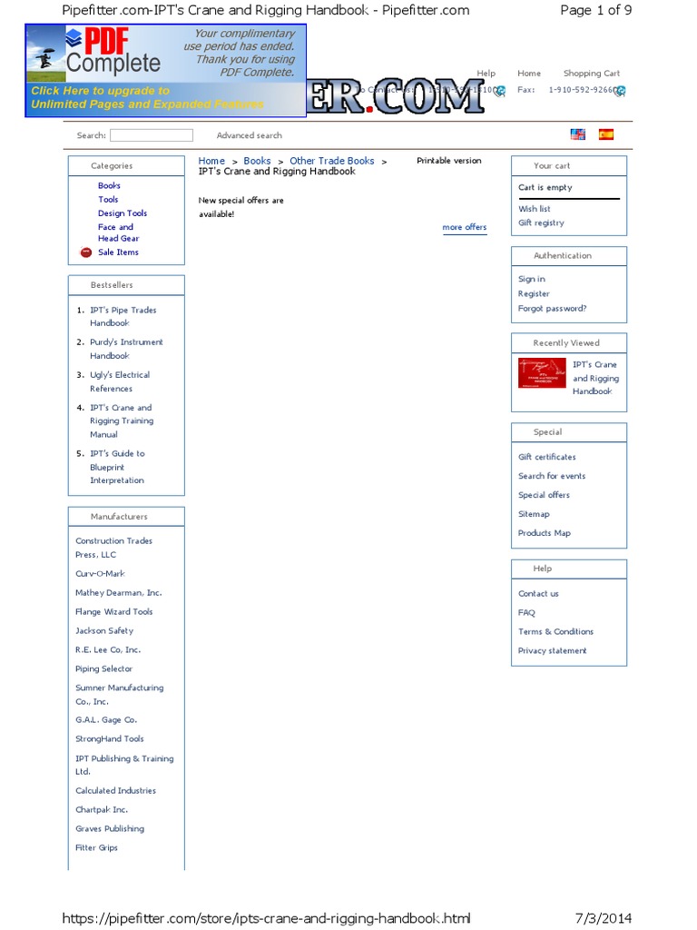 Home Books Other Trade Books: IPT's Crane and Rigging Handbook | PDF | Crane (Machine) | Rope