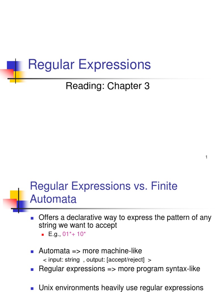 Regular Expressions: Reading: Chapter 3 | PDF | Regular Expression | Formalism (Deductive)