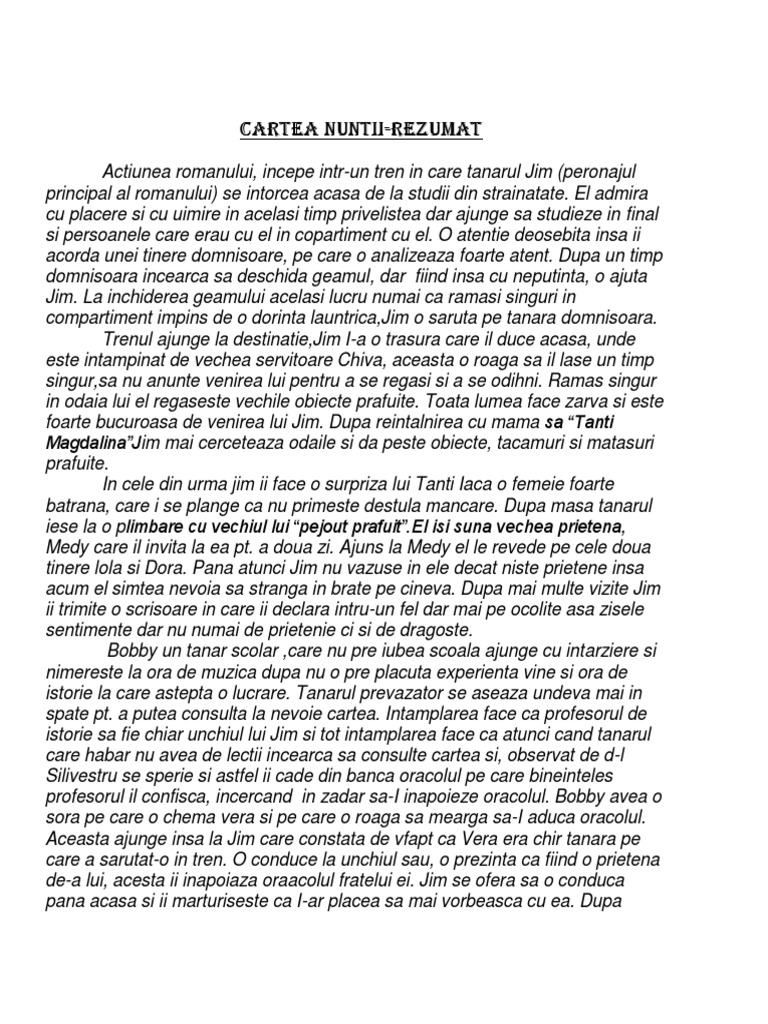 Cartea nuntii-rezumat