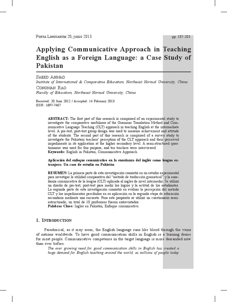Communicative Approach in Teaching | PDF | English As A Second Or ...