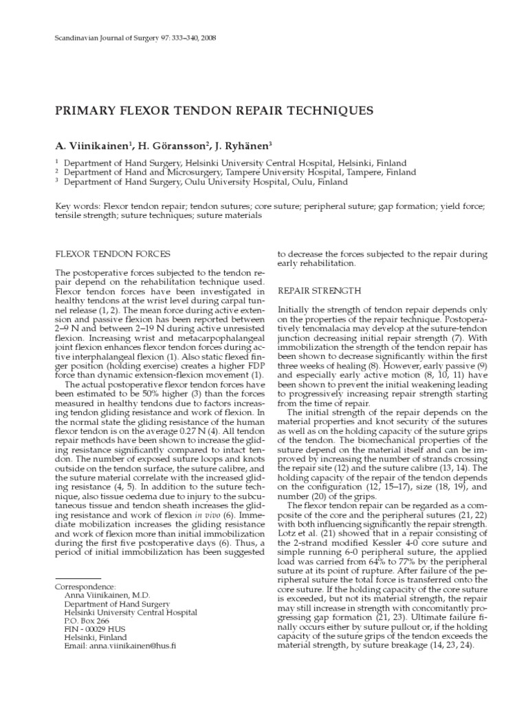 Tendon Repair Tech | PDF | Tendon | Surgical Suture