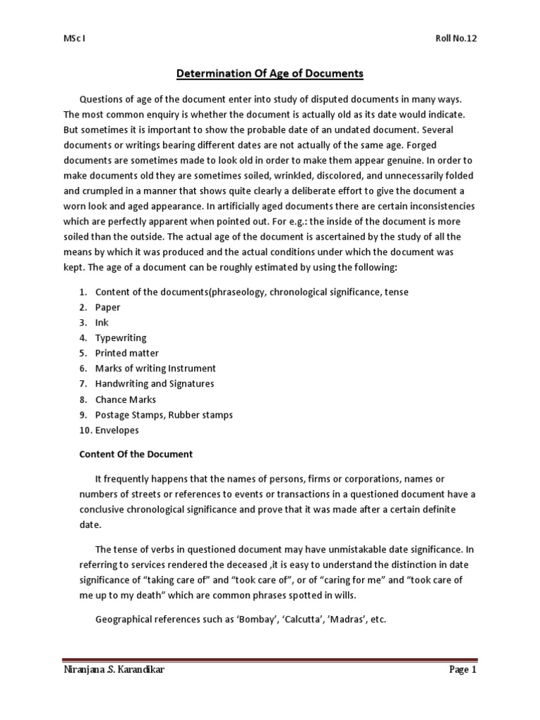 Determination of Age of Document | PDF | Foreign Language Studies ...