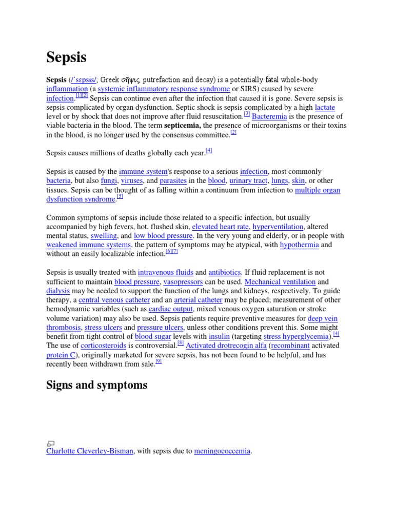 Sepsis: Signs and Symptoms | PDF | Sepsis | Medical Specialties