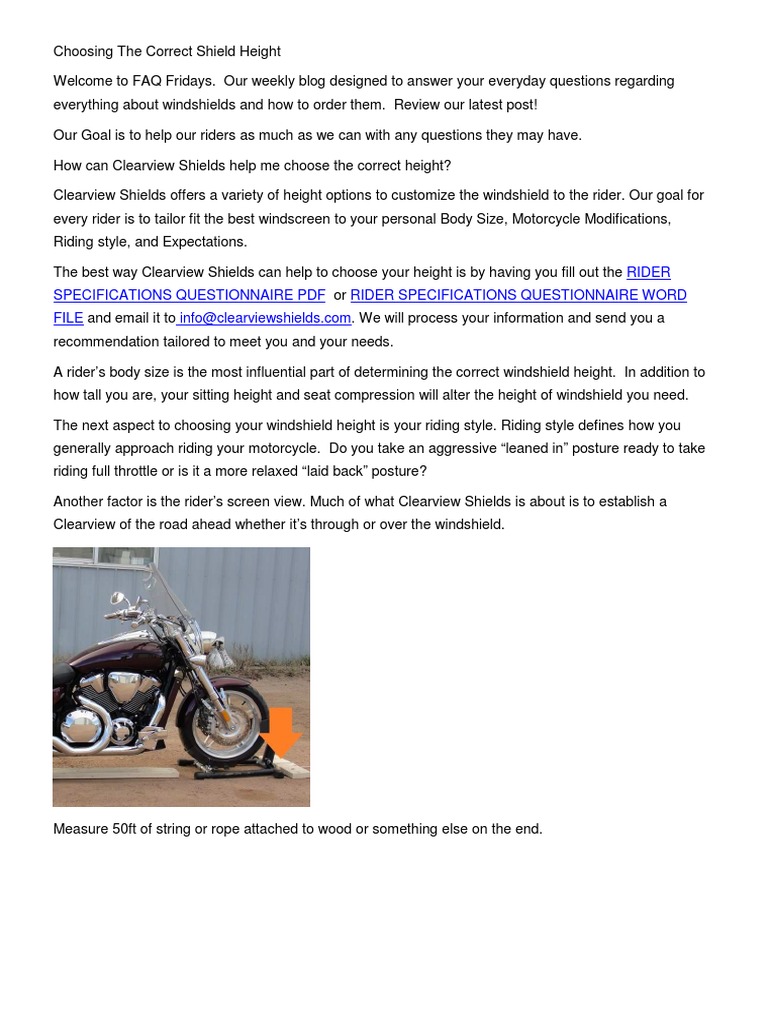 Optimal Windshield Height Guide | PDF | Motorcycle | Poly(Methyl ...