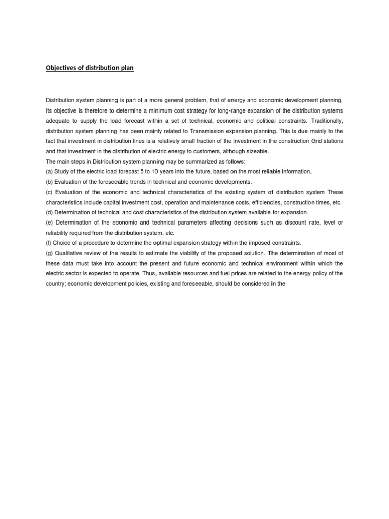Distribution System Planning Objectives | PDF | Electric Power System ...