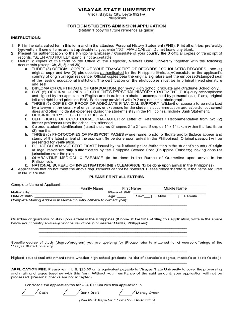 Foreign Students' Application For Admission | PDF | Seal (Emblem) | Travel Visa