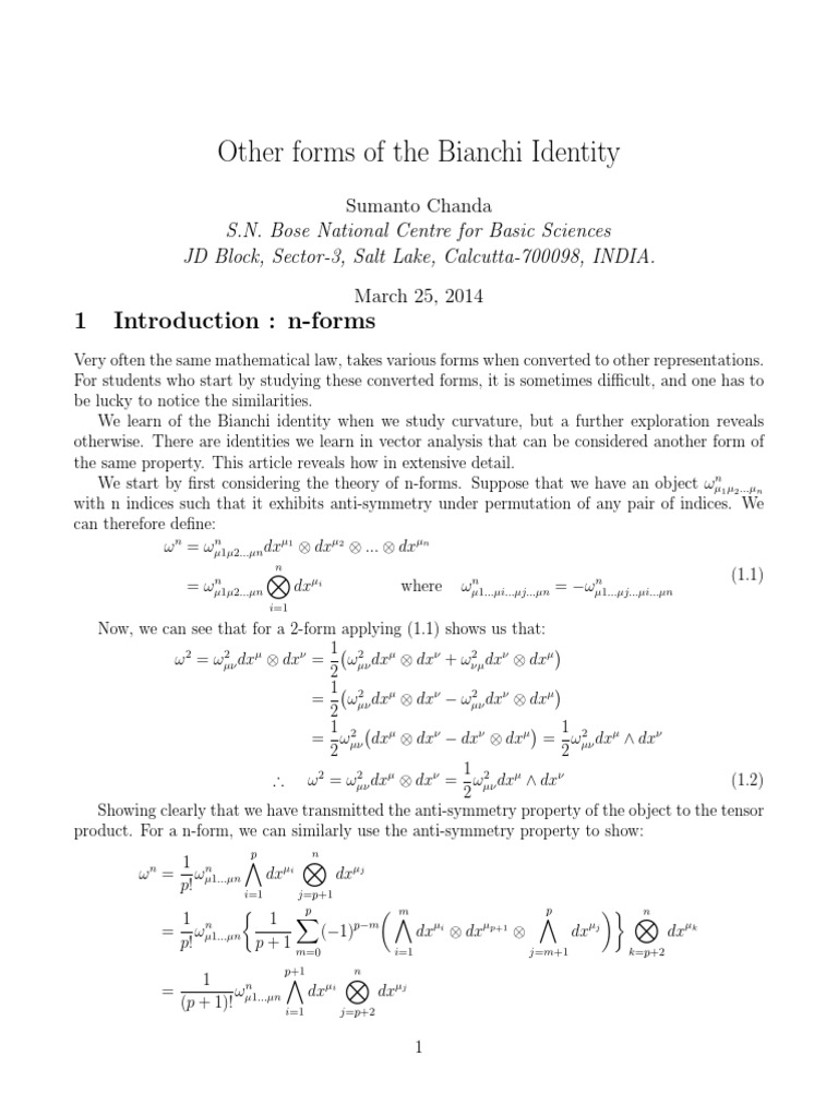 Other Forms of The Bianchi Identity | PDF | Differential Form | Metric ...