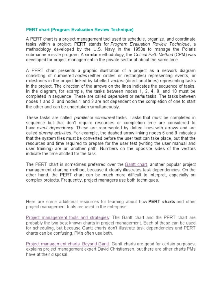 PERT Chart (Program Evaluation Review Technique) | PDF | Business ...