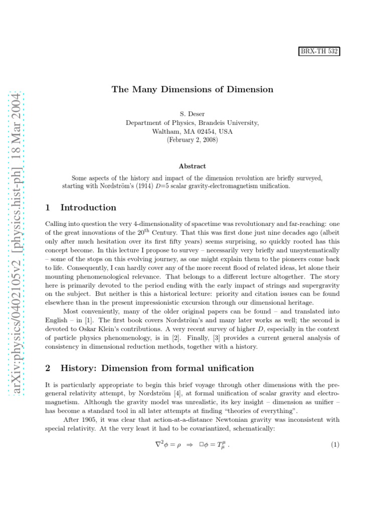 The Many Dimensions of Dimension | PDF | Spin (Physics) | Dimension