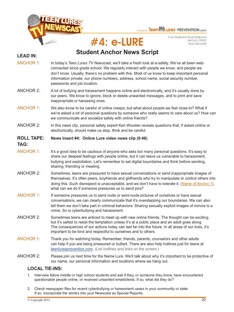 7-12 Newscast Sample | PDF | Cyberbullying | Social Institutions
