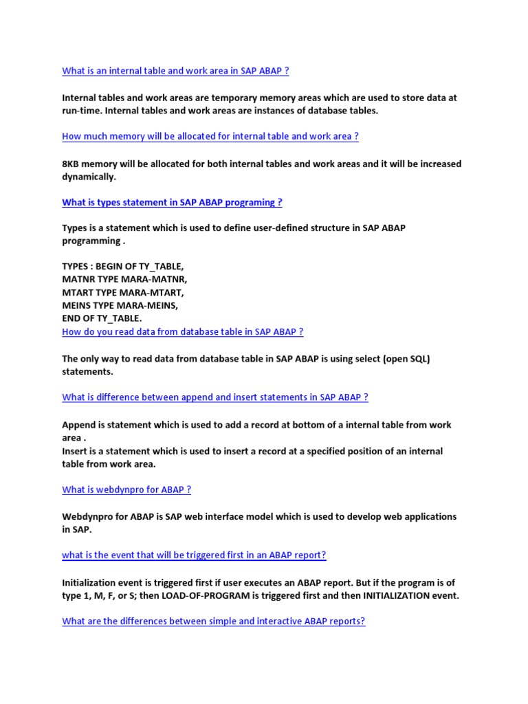 What Is Types Statement in SAP ABAP Programing ? | PDF | Subroutine | Databases