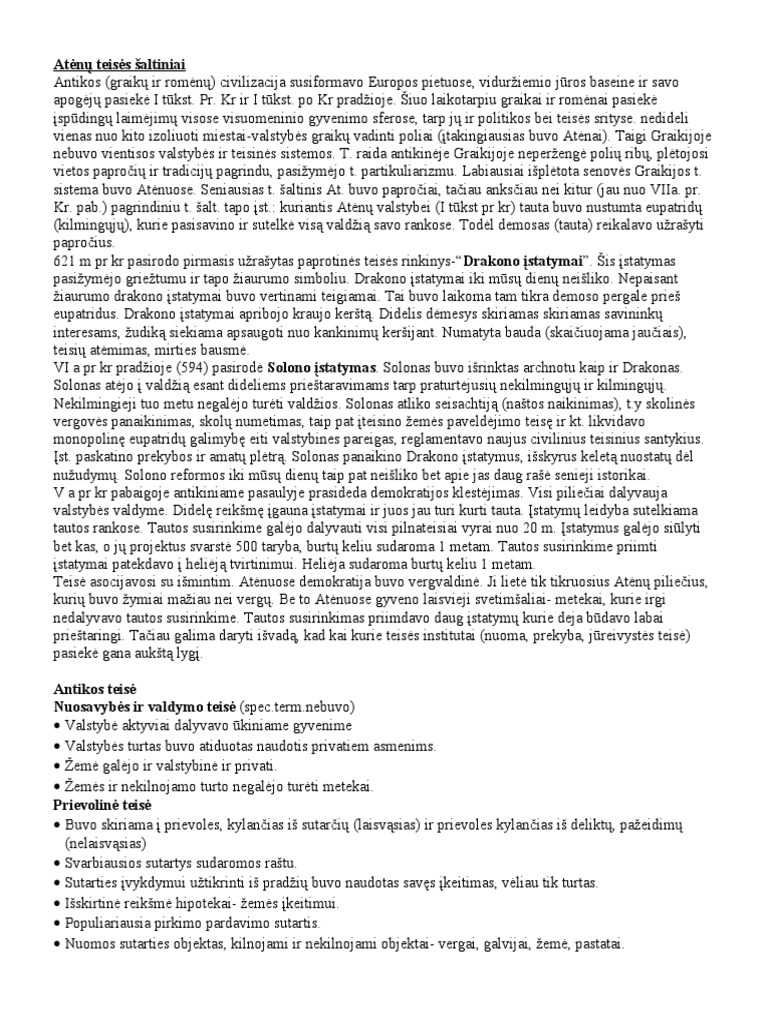 Teises Istorijos Konspektas | PDF