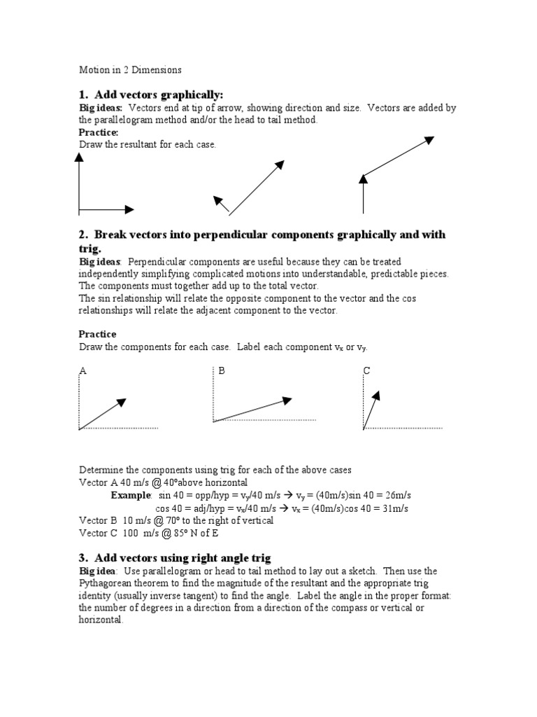Motion in 2 Dimensions Practice | PDF | Euclidean Vector | Mechanics