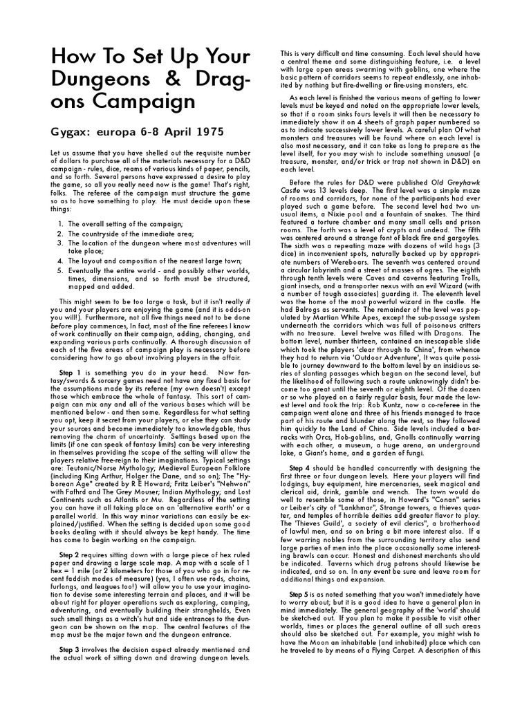 How To Set Up Your Dungeons & Dragons Campaign | PDF | Dungeons ...