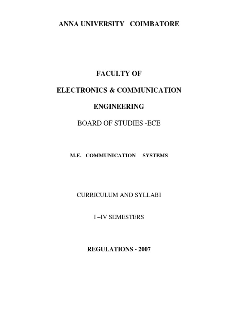 M.E. Communication Systems Syllabus | PDF
