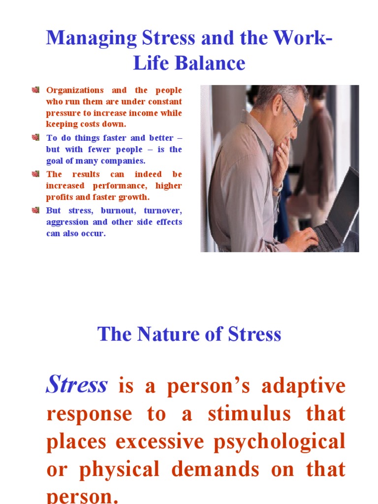 Managing Stress and The WorkLife Balance | PDF | Occupational Burnout ...