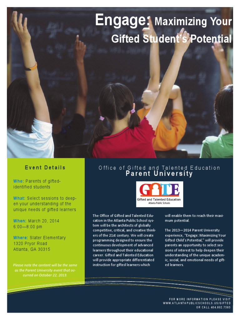Parent University Flyer March20, 2014 | PDF | Gifted Education ...