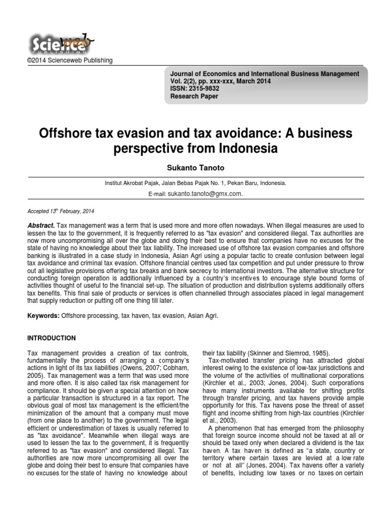 Offshore Tax Evasion and Tax Avoidance: A Business Perspective From ...