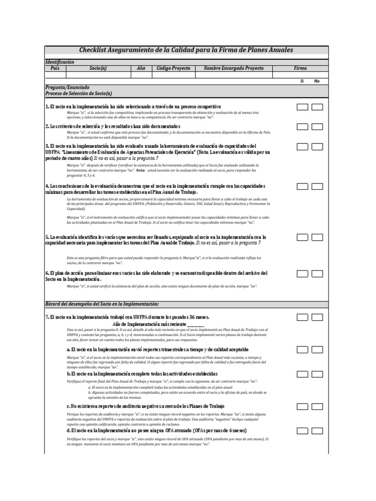 Check List - Aseguramiento de La Calidad | PDF | Presupuesto | Business